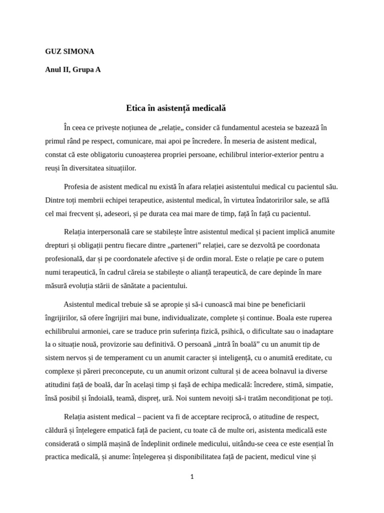 Etica În Asistență Medicală | PDF