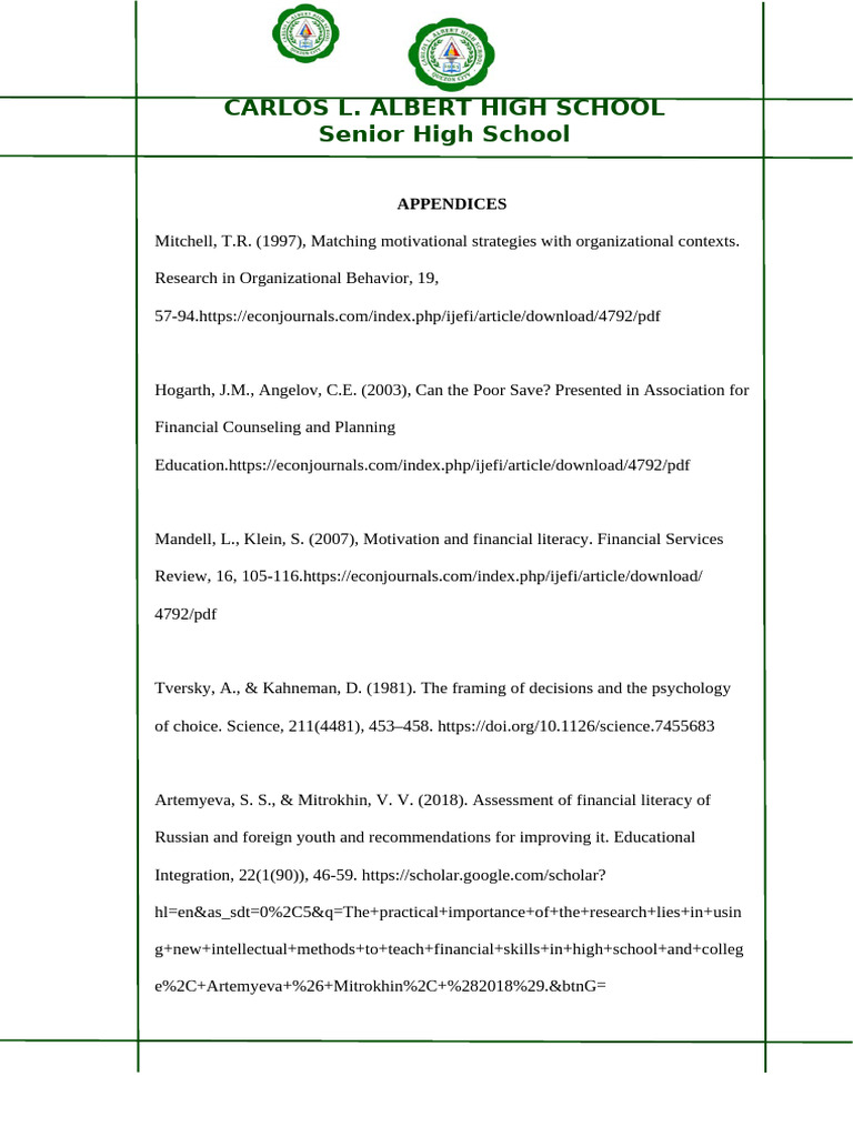Appendices Example | PDF