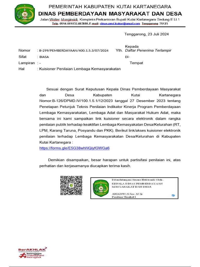 Kuisioner LKD 2024 | PDF