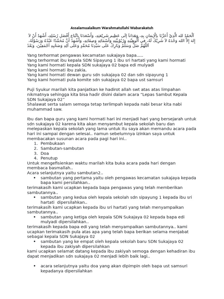 Susunan Acara Lepas Sambut Kepsek | PDF Susunan Acara Lepas Sambut Kepsek | PDF