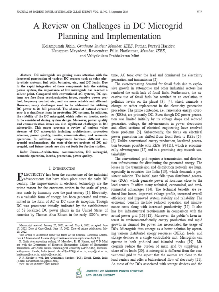 A Review On Challenges In Dc Microgrid Planning And Implementation Pdf