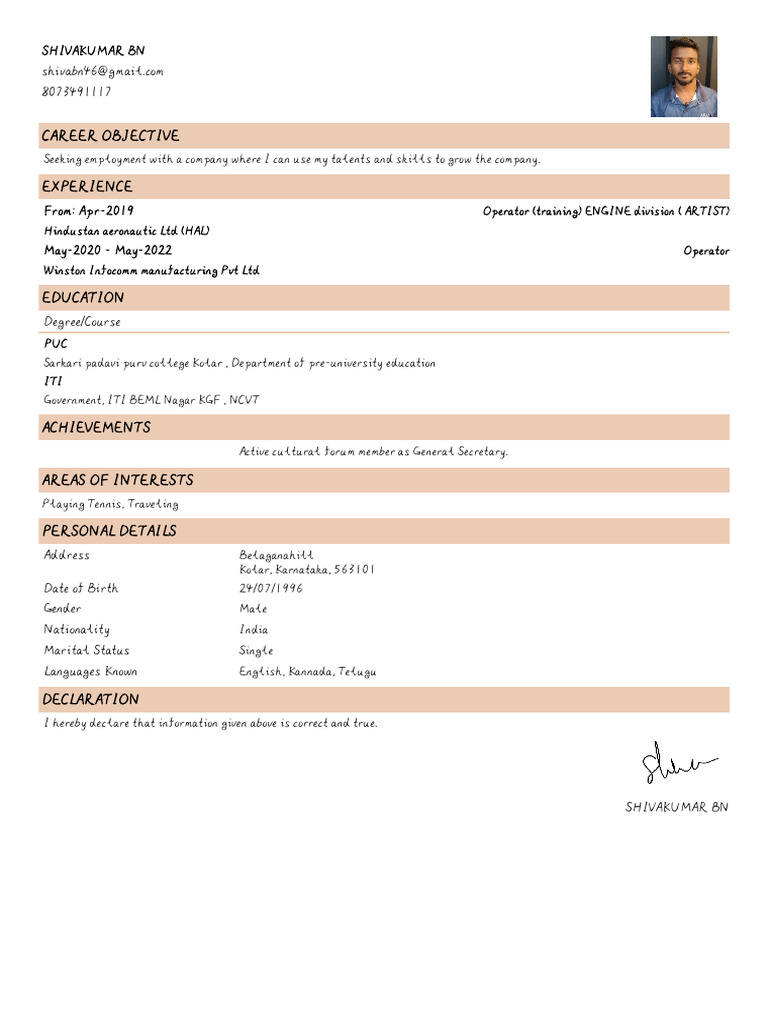 Resume - Shiva Resume - Format6 | PDF