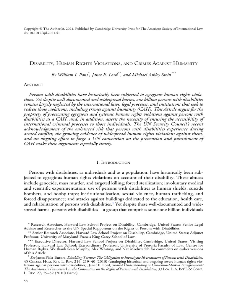 Disability Human Rights Violations and C | PDF