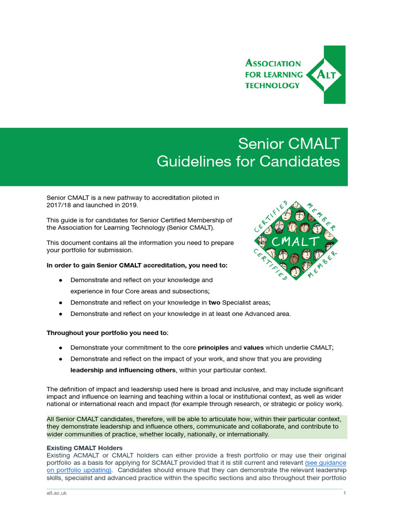 Senior CMALT Guidelines 2019 | PDF