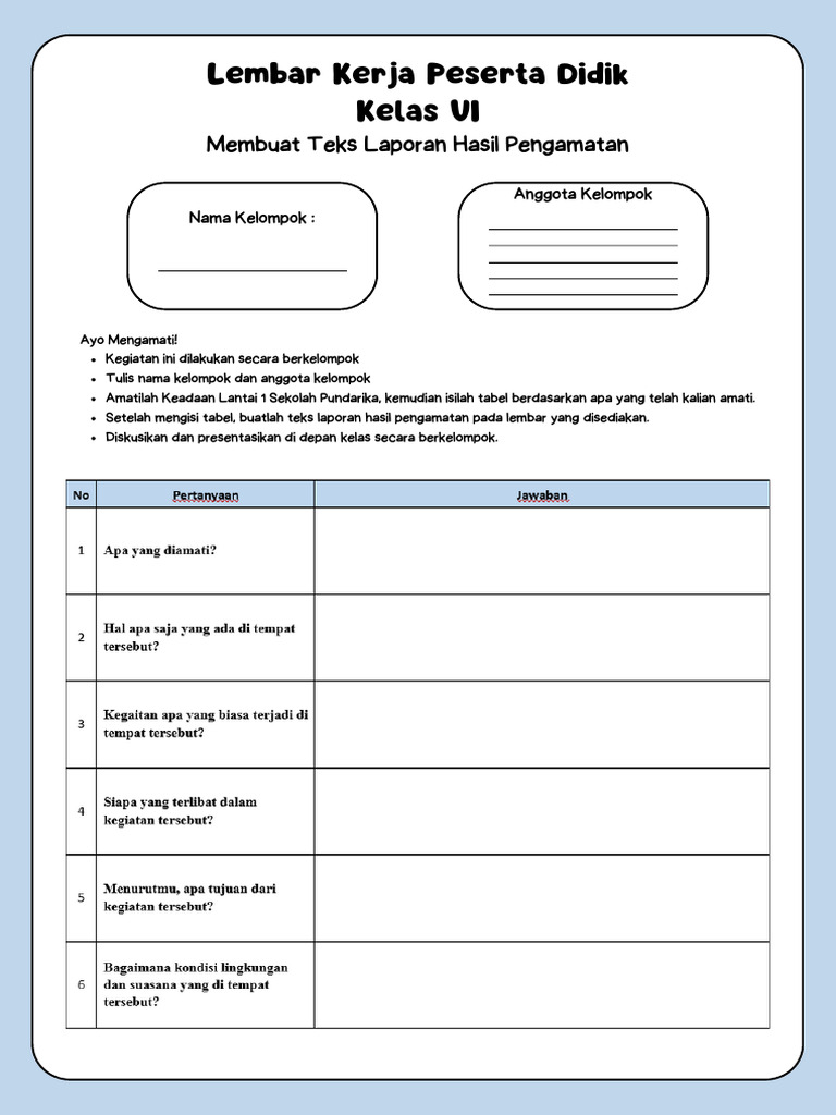 Lkpd Teks Laporan Hasil Pengamatan Pdf