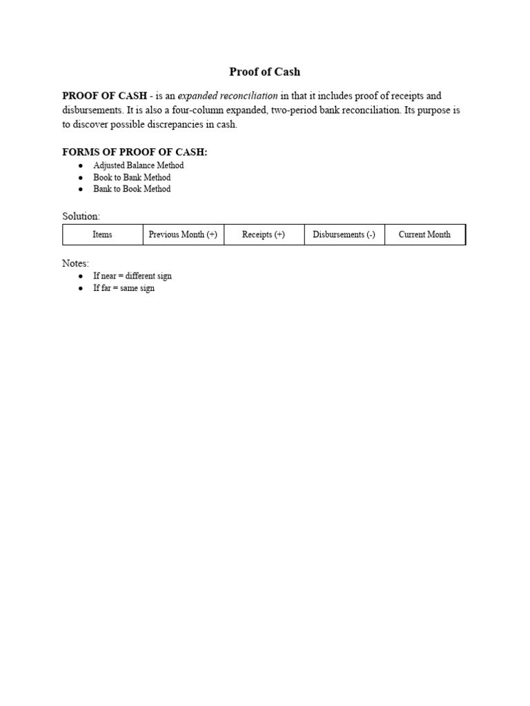 3 Proof of Cash | PDF