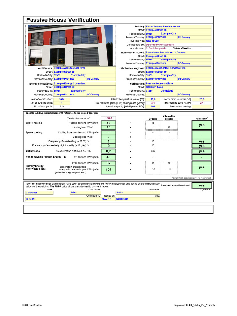 04 PHPP V9.6b Passive House End of Terrace | PDF