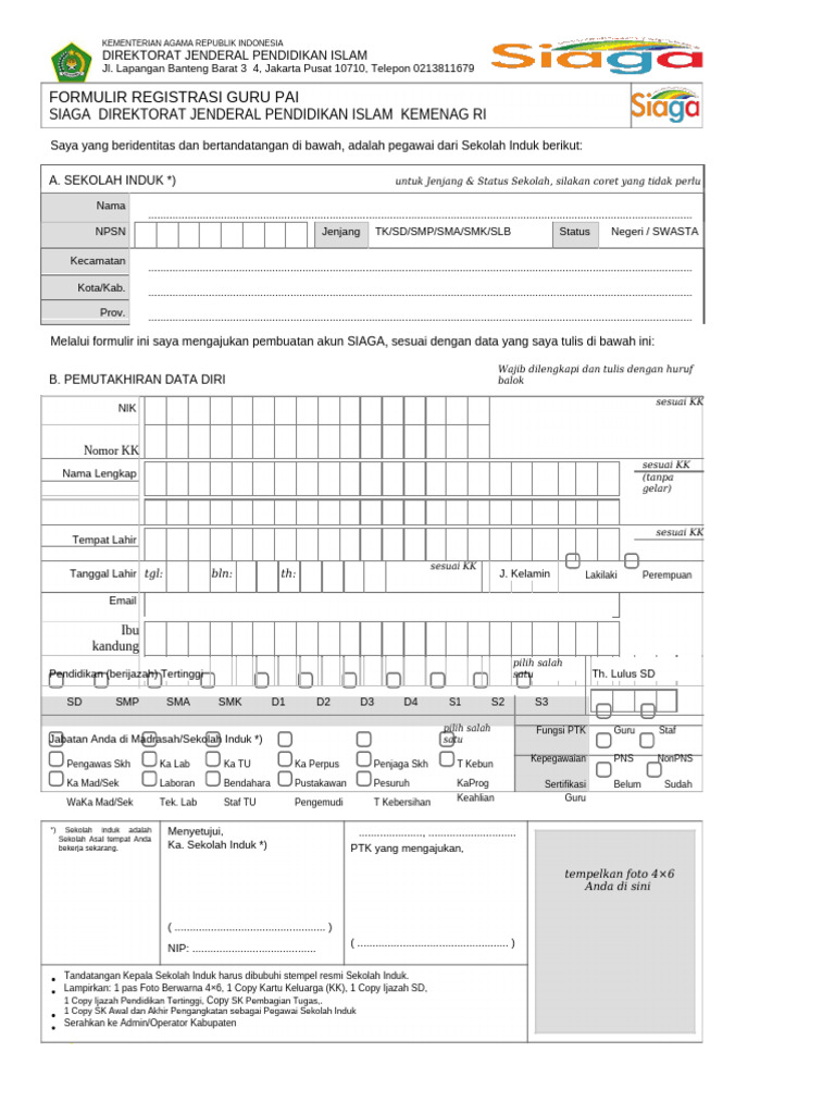 Formulir Pembuatan Akun Siaga | PDF