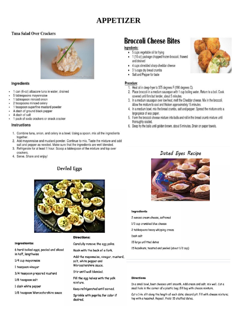 Appetizer 1 | PDF | Cooking, Food & Wine