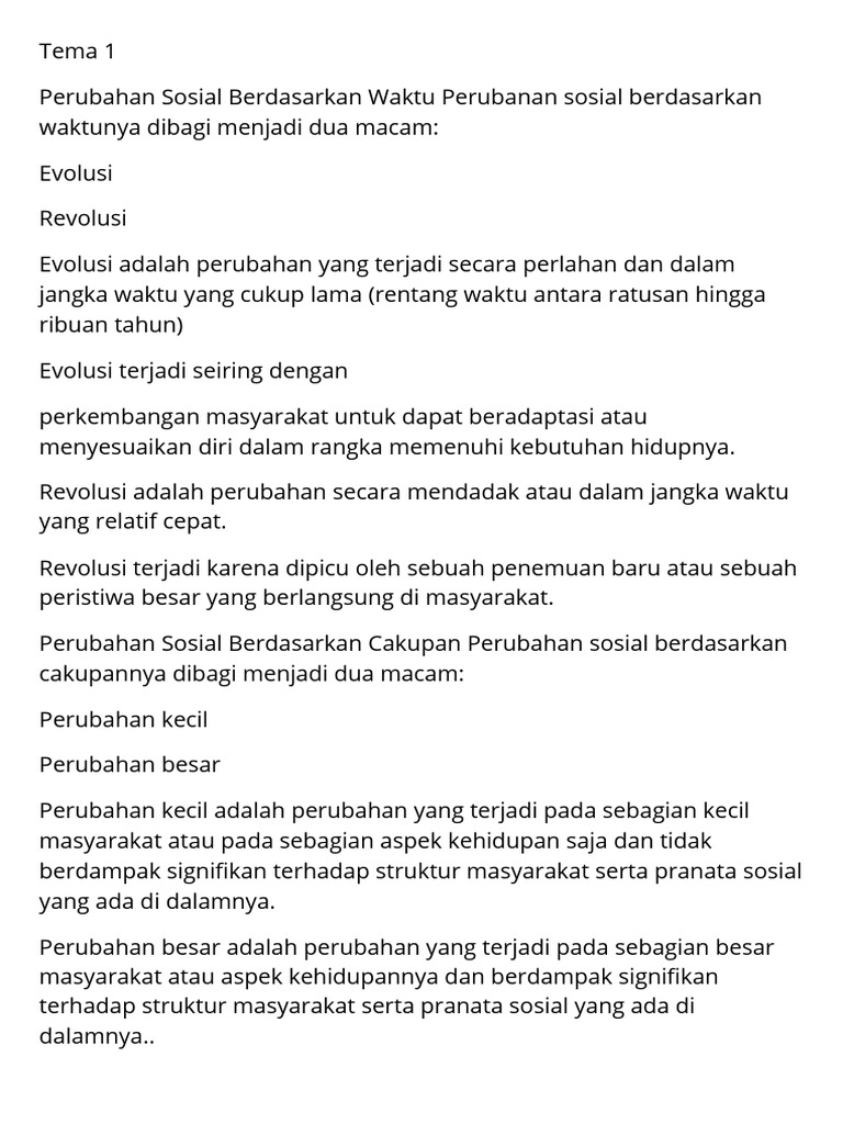 Rangkuman Ips Kelas 9 Tema 1-3 | PDF