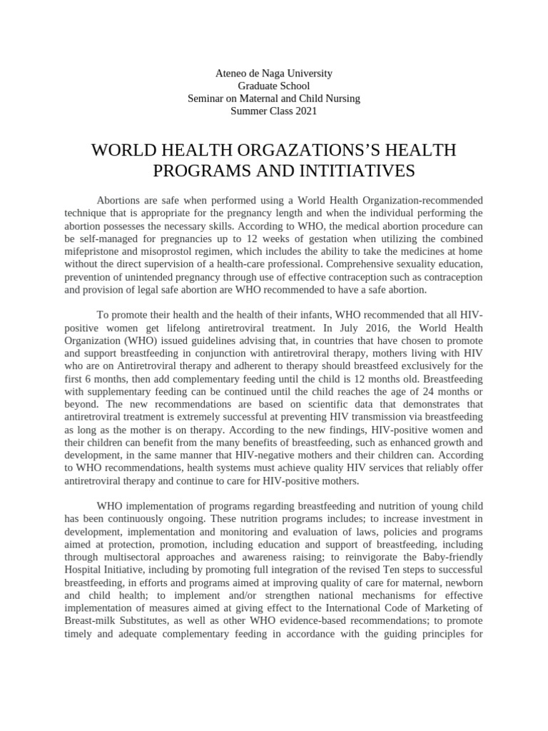 WHO Programs and Initiatives | PDF