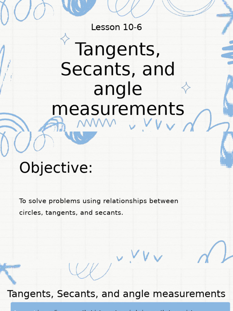 10-6 Tangents, Secants, and Angle Measurements | PDF