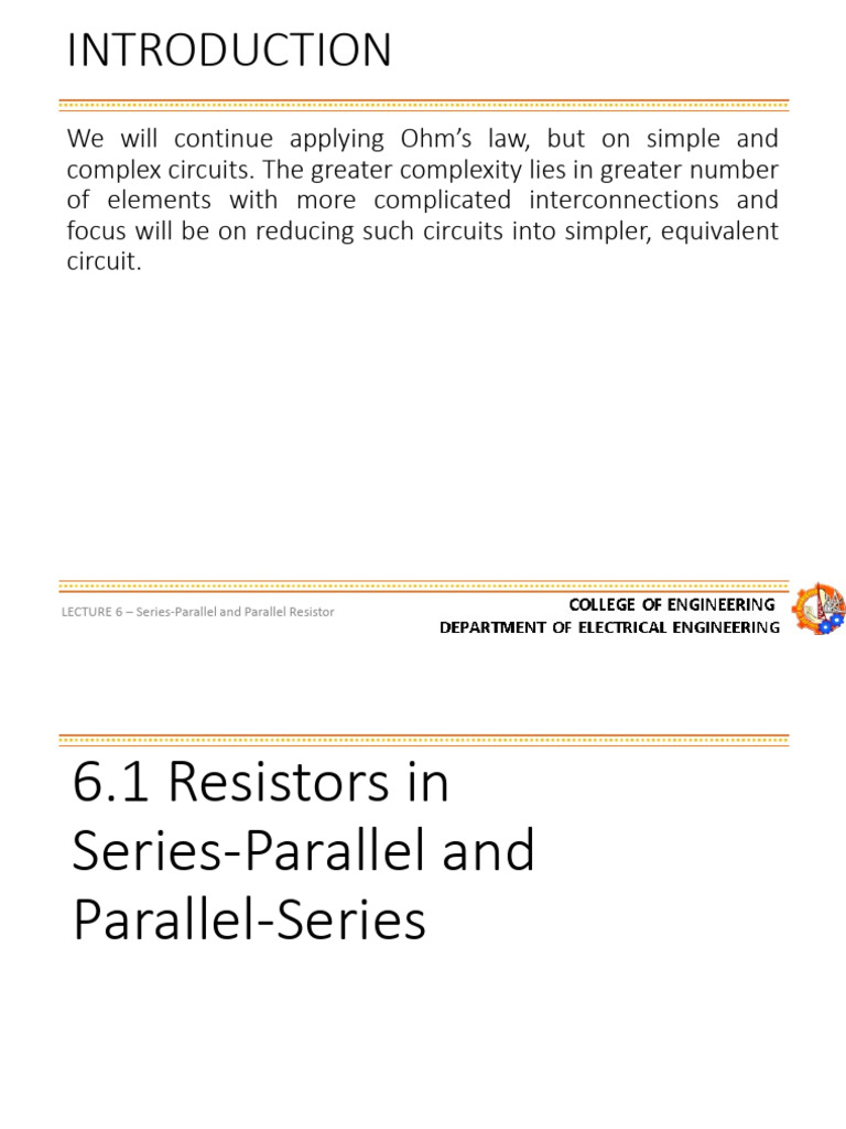 Lecture 6 Series Parallel Resistance | PDF