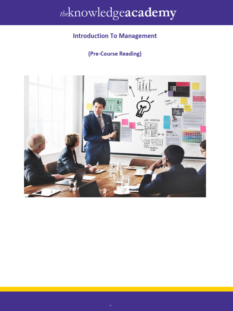 Introduction To Management-Pre Course Reading | PDF