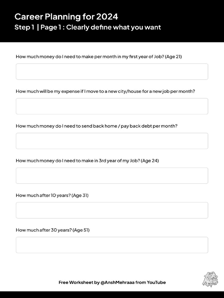 2024 Career Planning Worksheets | PDF