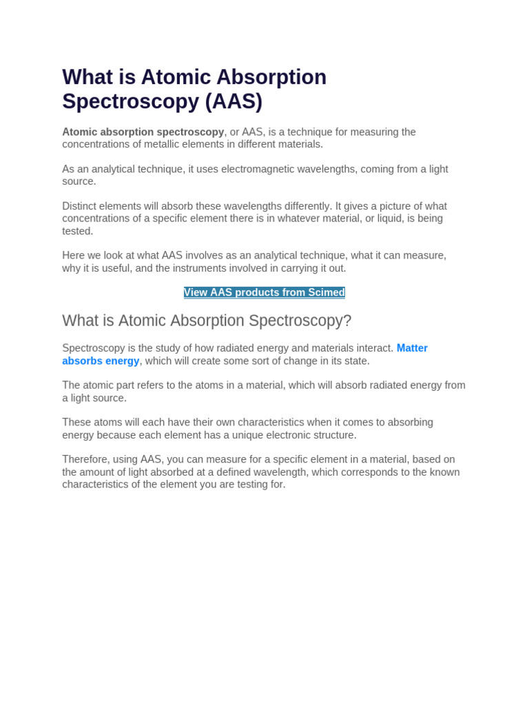 What Is Atomic Absorption Spectros | PDF