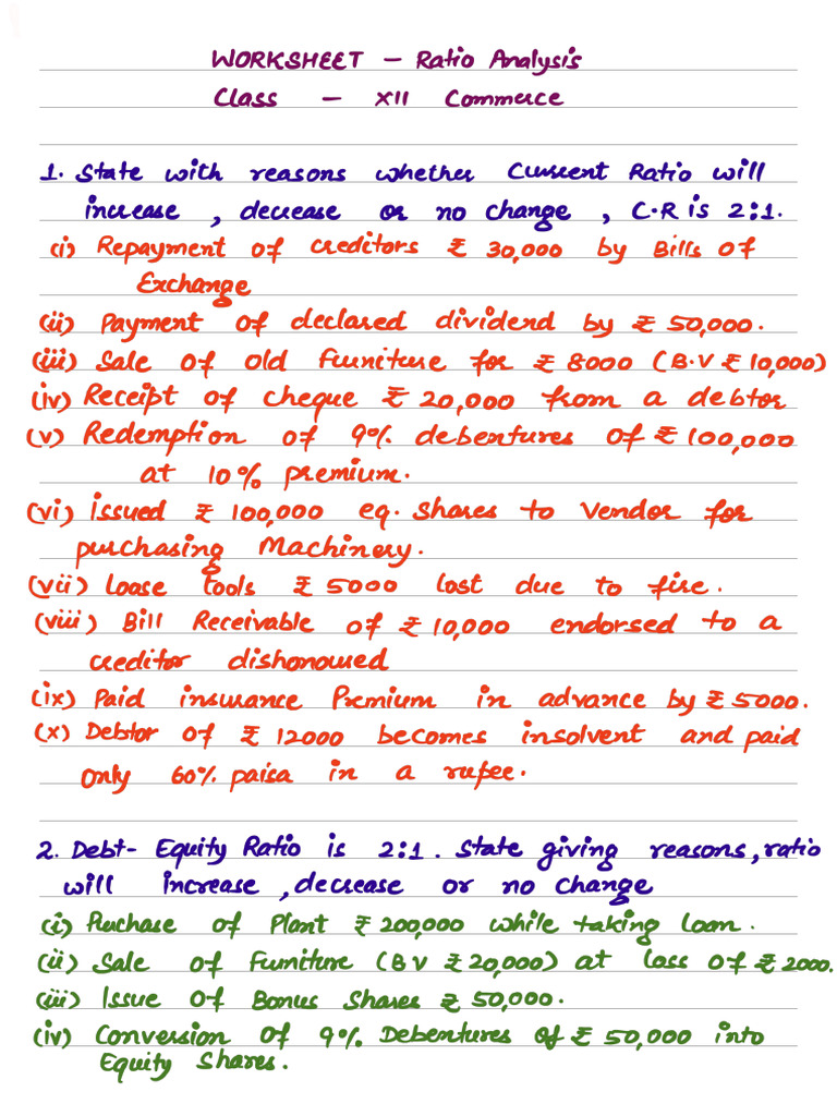 Worksheet Ratio Analysis | PDF