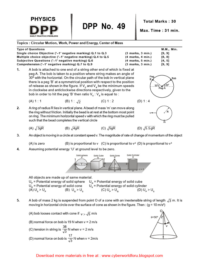 Circular Motion, Work, Power, Energy | PDF