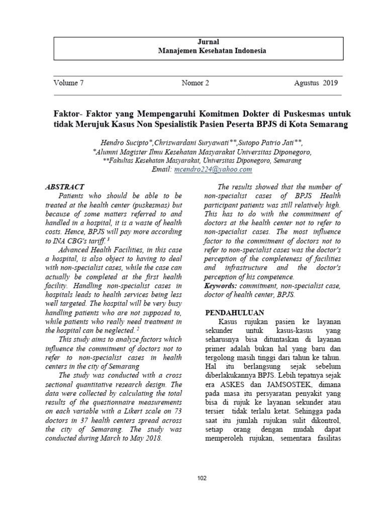 Faktor Pengaruh Rujukan Dokter BPJS | PDF