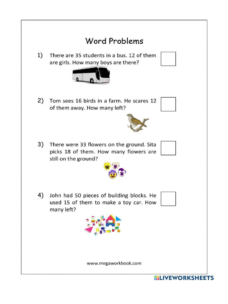 Word Problems Maths Grade 1 (Printed) | PDF