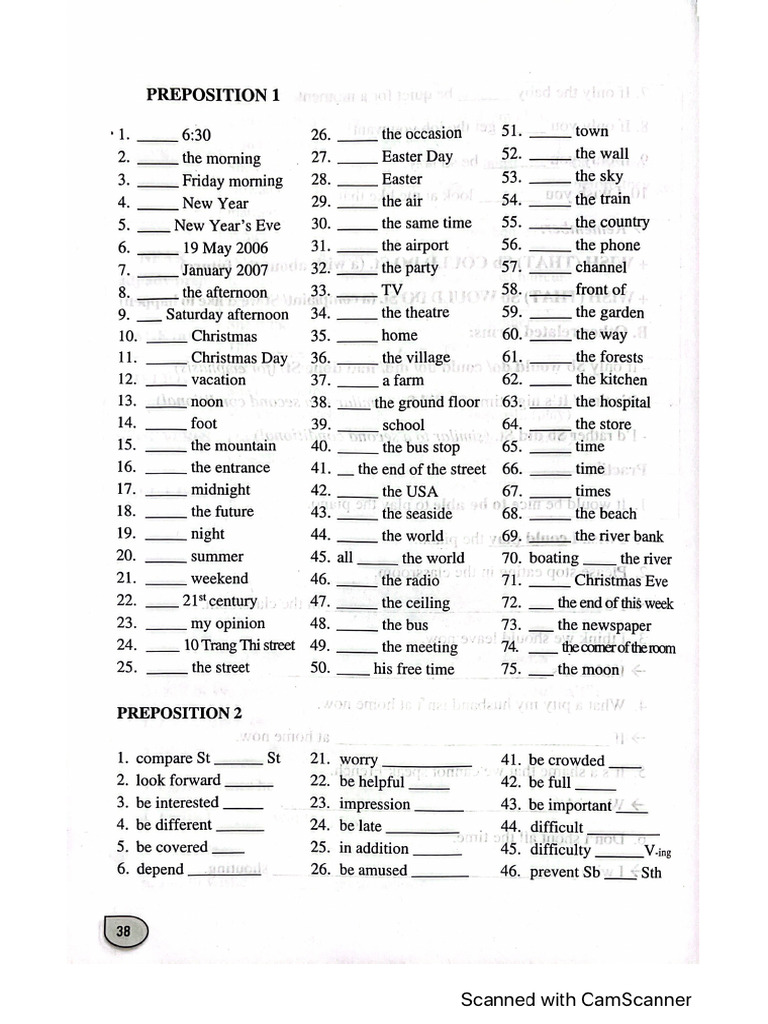 Preposition 1 (Unit 3) | PDF