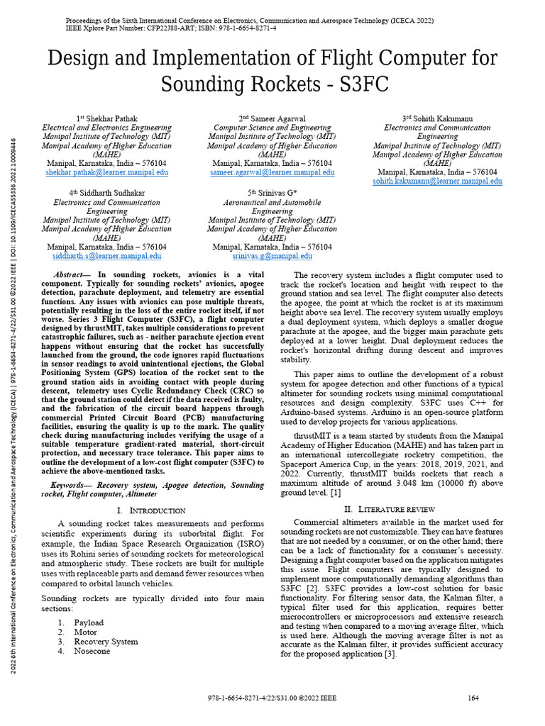 Design and Implementation of Flight Computer For Sounding Rockets ...