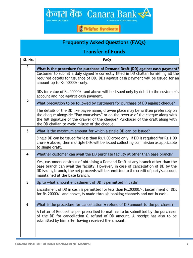 FAQ On Transfer of Funds 12july2022 | PDF