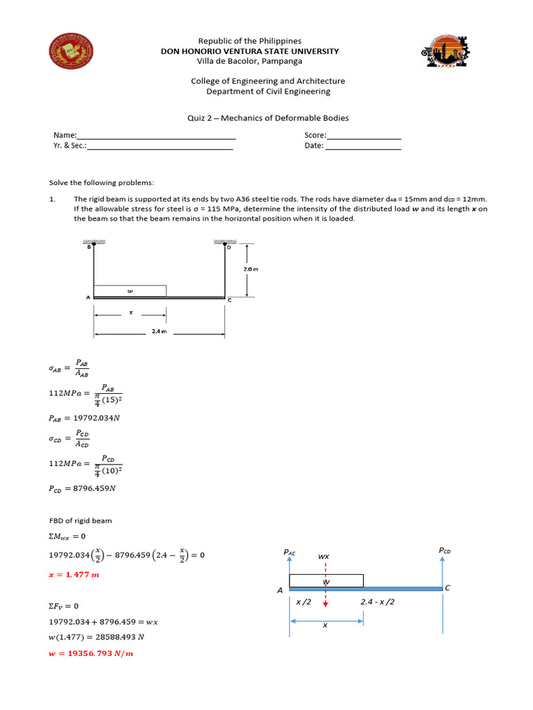 Simple Strain Problems with Solutions | PDF | Stress (Mechanics) | Beam ...