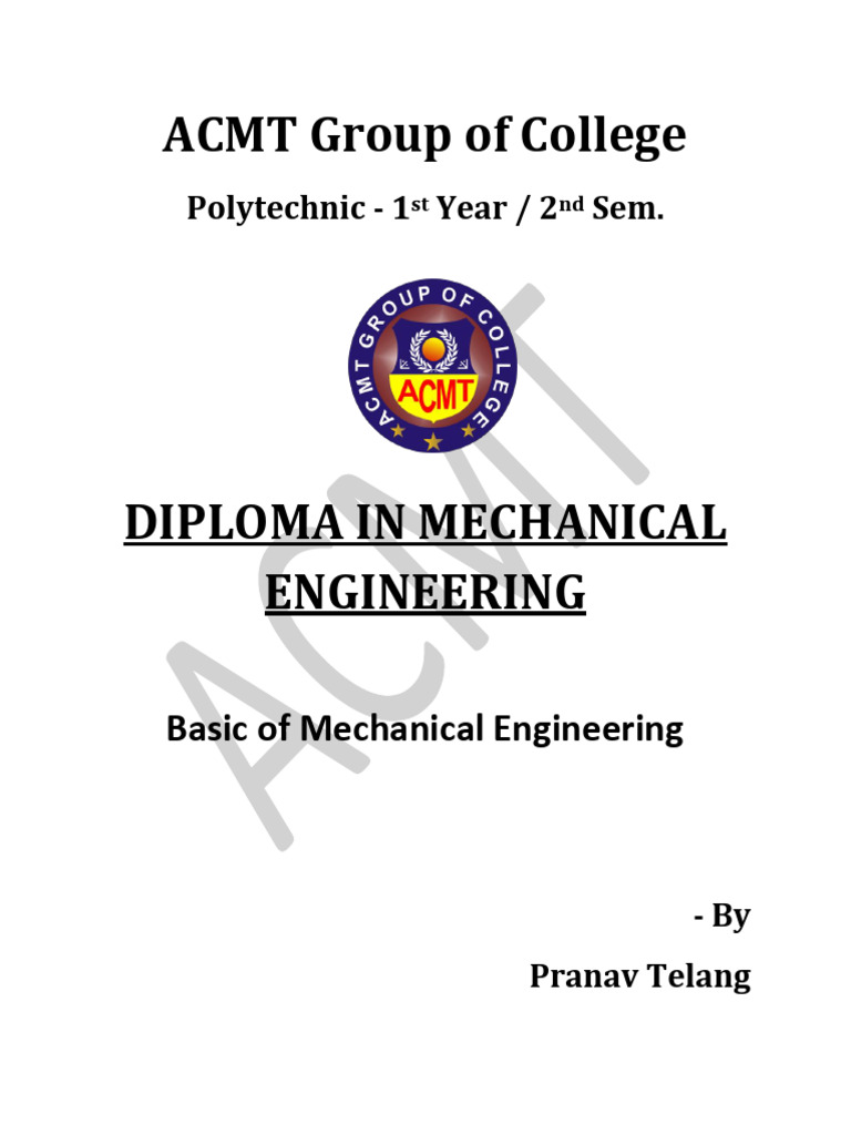 Basic of Mechanical Engineering Notes | PDF
