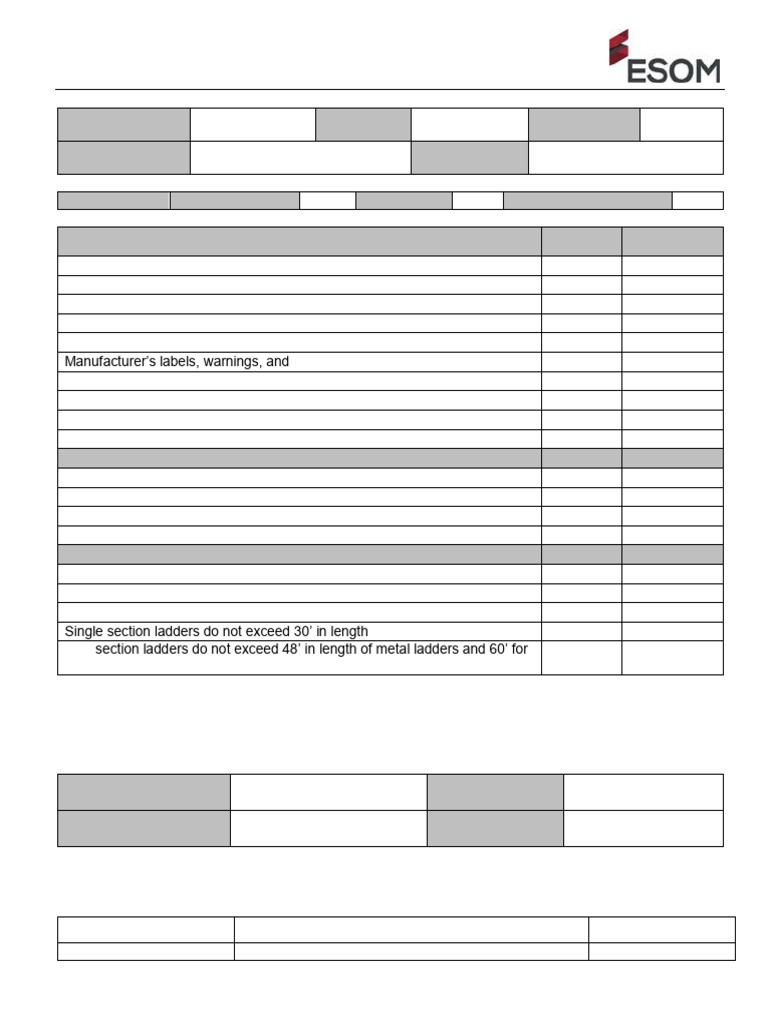 Portable Ladders Inspection Checklist | PDF