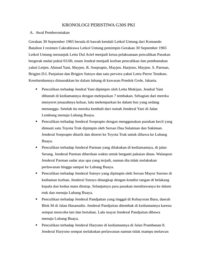 Kronologi Peristiwa G30S Pki | PDF