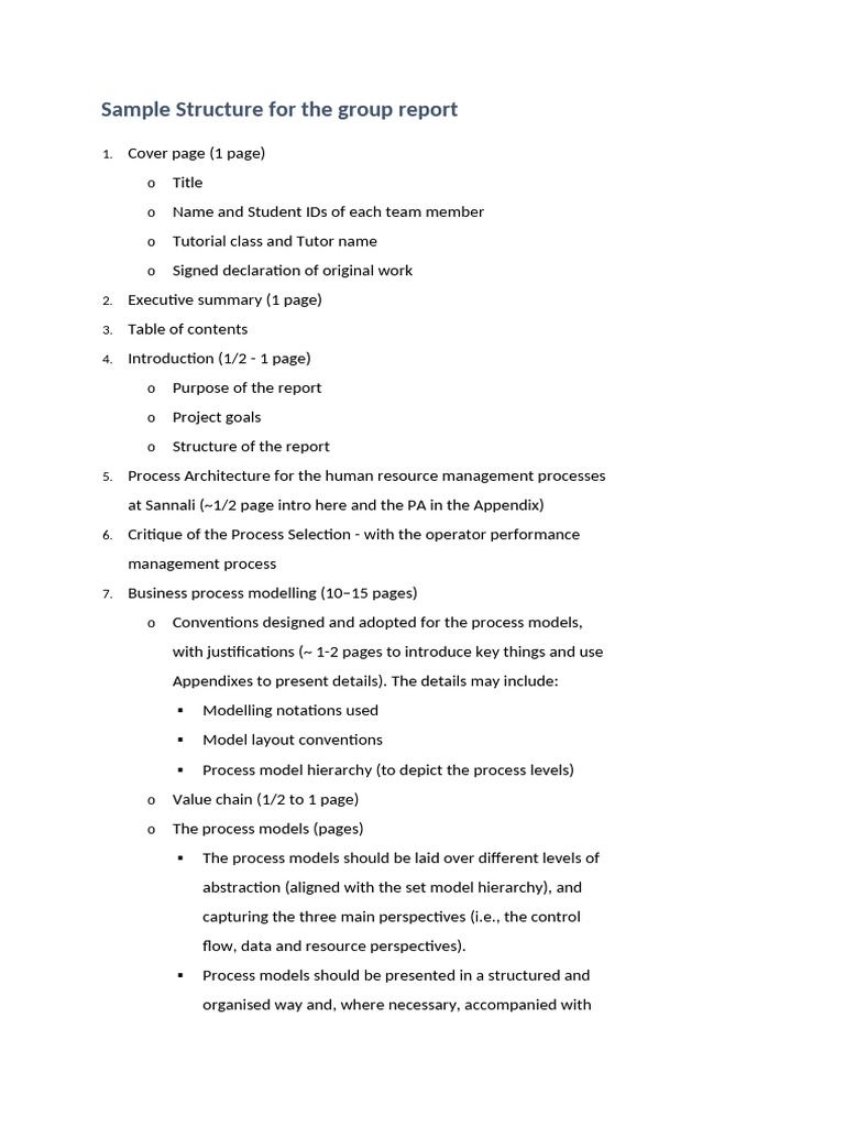 Sample Report Structure For The Report | PDF
