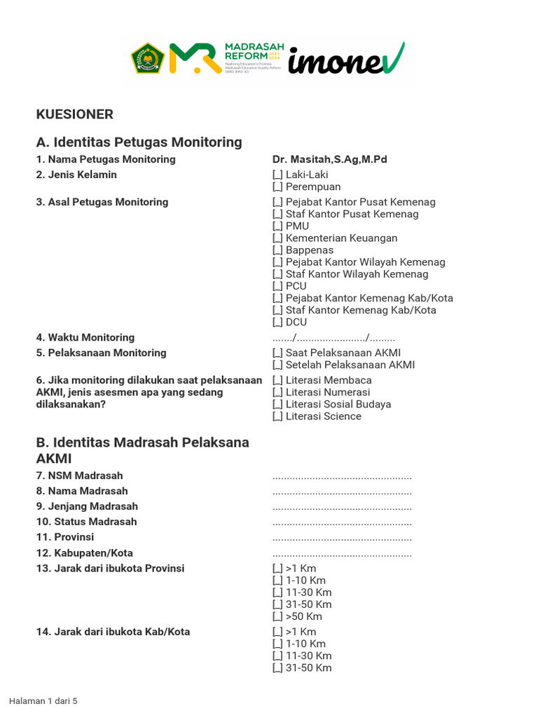 Instrumen Monev Akmi 2024-Masita | PDF