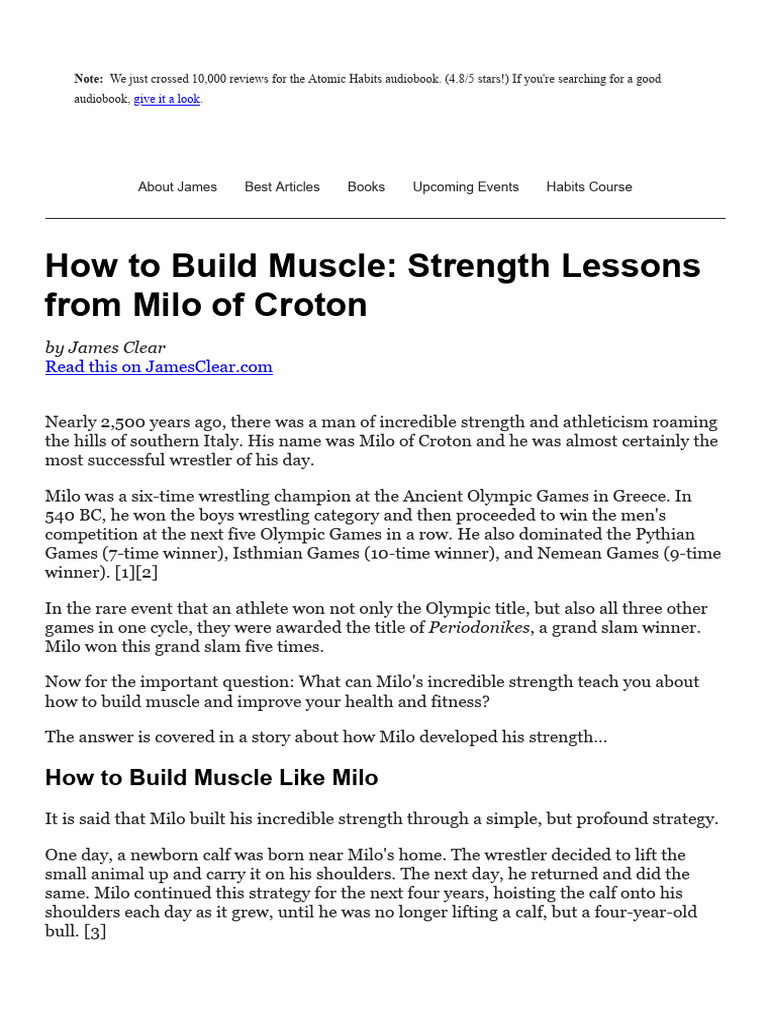 How To Build Muscle - Strength Lessons From Milo of Croton | PDF