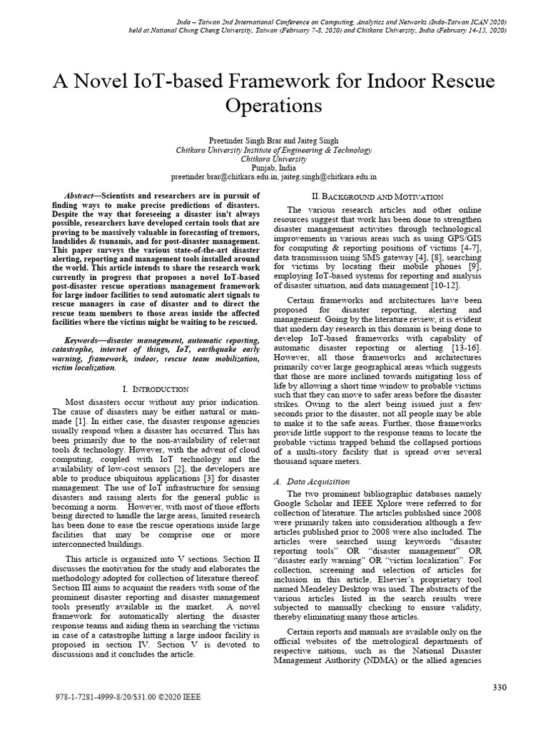 A Novel Iot Based Framework For Indoor Rescue Operations Pdf