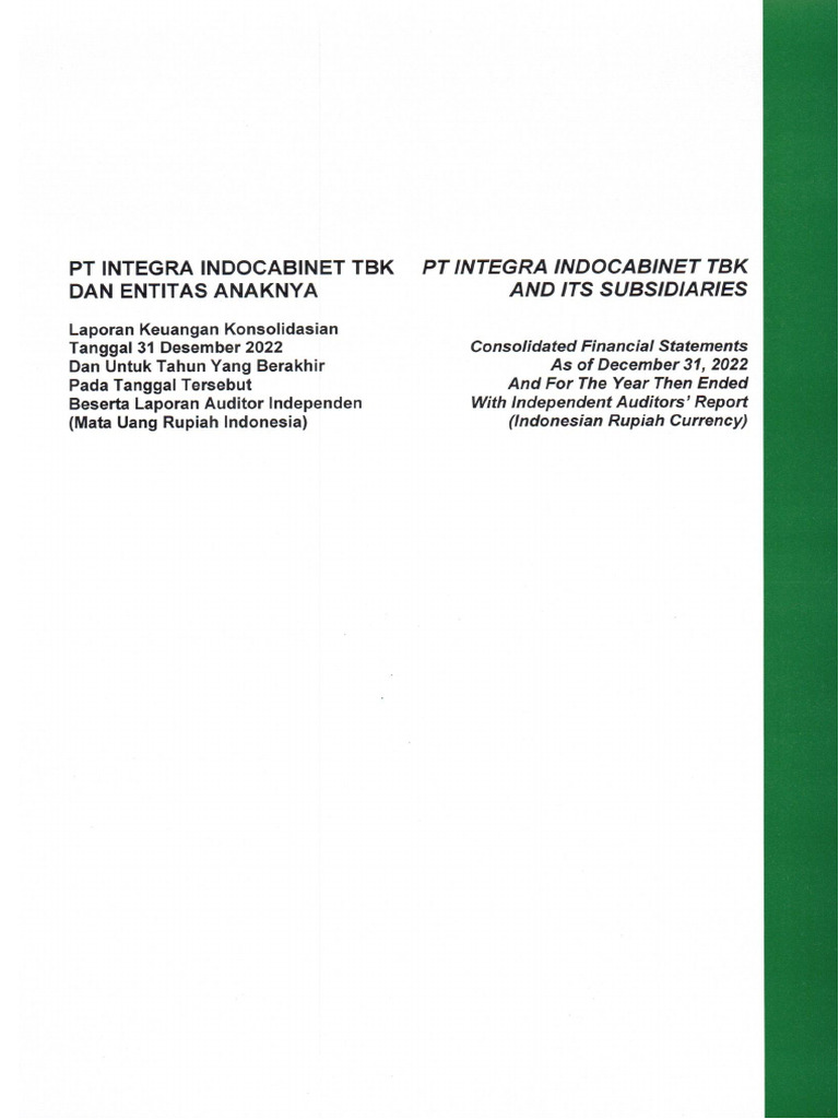 WOOD LK PT Integra Indocabinet TBK 31 Des 2022 | PDF