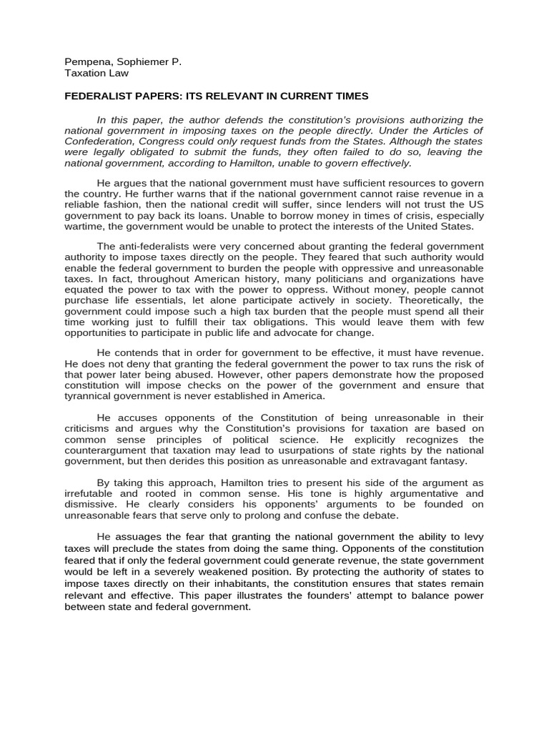 Federalist Paper | PDF
