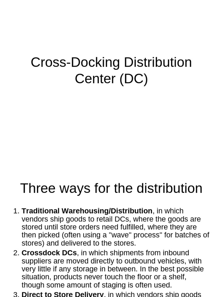 05 Cross-Docking Distribution Center (DC) | PDF