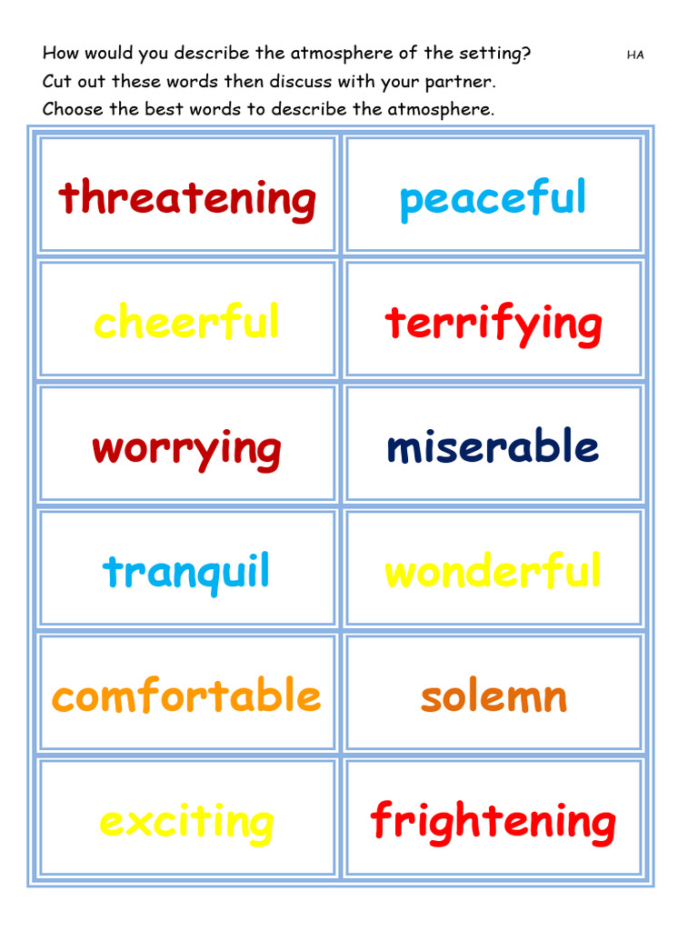 Flashcards Describing A Setting | PDF