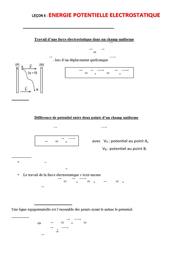 Energie Potentielle Electrostatique | PDF