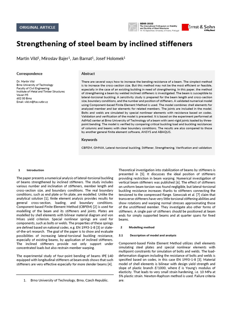 Strengthening of Steel Beam by Inclined Stiffeners: Original Article | PDF