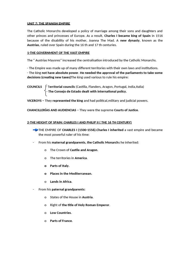 Unit 7 - The Spanish Empire | PDF