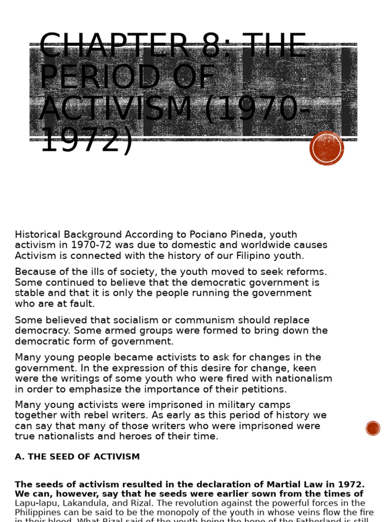 Chapter 8: The Period of ACTIVISM (1970-1972) | PDF