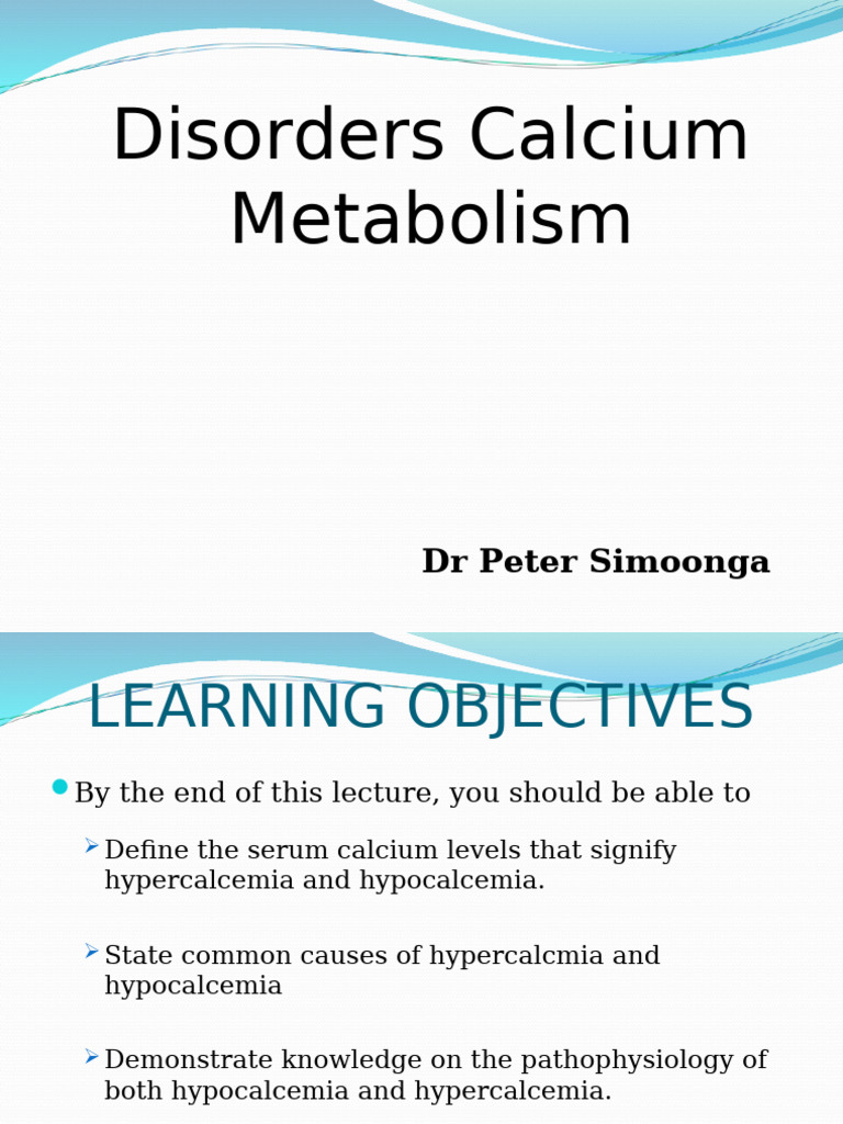 TAU CHEMPATH LECT - Disorders of Calcium Homeostasis | PDF