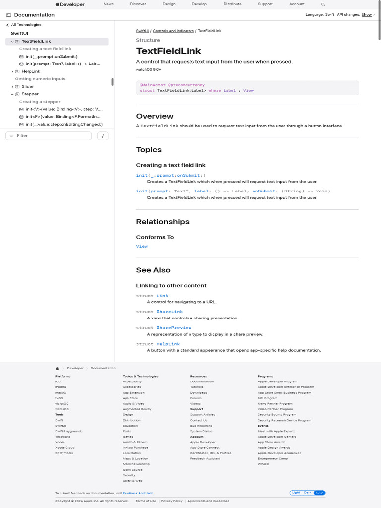 TextFieldLink - Apple Developer Documentation | PDF