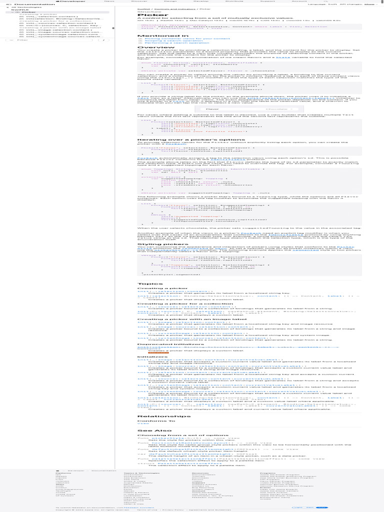 Picker Apple Developer Documentation Pdf