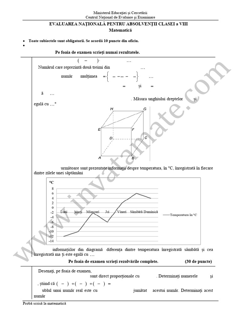 ENVIII Matematica 2020 Test 06 | PDF