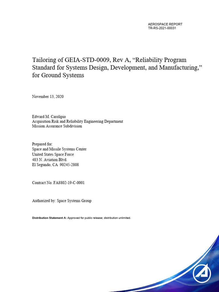 AD1130868-Tailoring of GEIA-STD-0009, Rev A | PDF