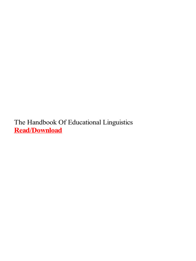 The Handbook of Educational Linguistics | PDF