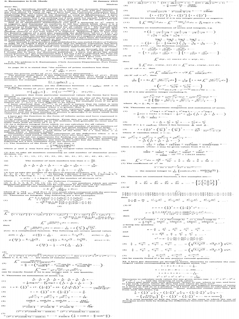 Ramanujans Letter Pdf